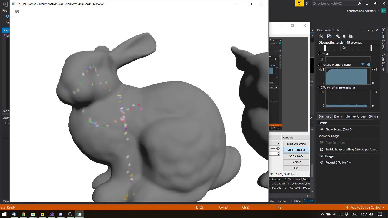 Ray casting using an octree holding vertices - YouTube