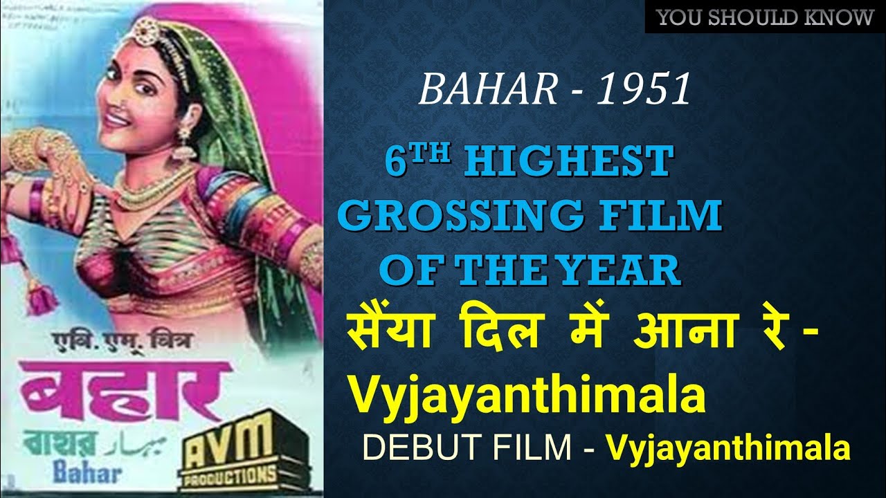 Bahar 1951 Hindi Old Full Movie Vyjayanthimala, Karan Dewan, Pandari ...