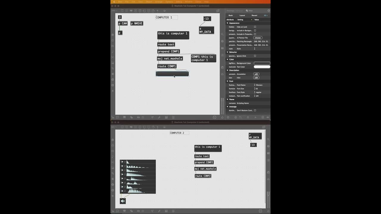Max/MSP: Networked patches using mxj net.maxhole and the NMSVE (PIMA 7741 week 12) - YouTube