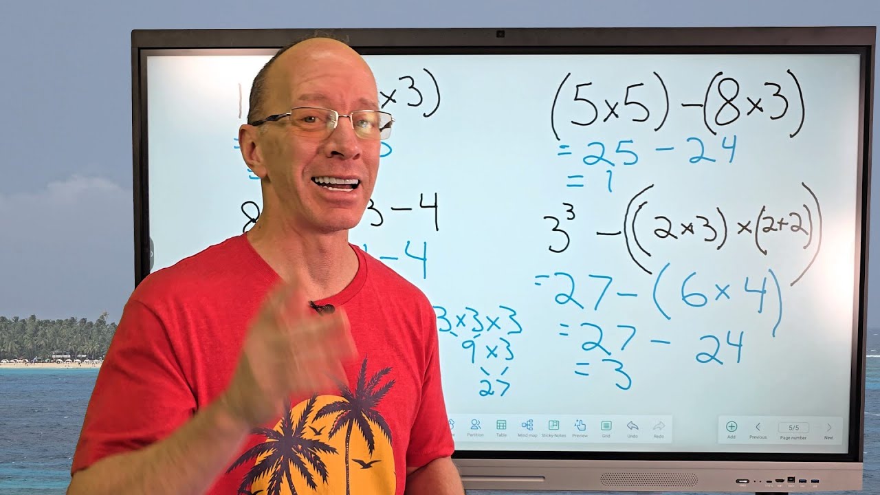 Order of Operations with Parentheses and Exponents | PEMDAS | Maths ...