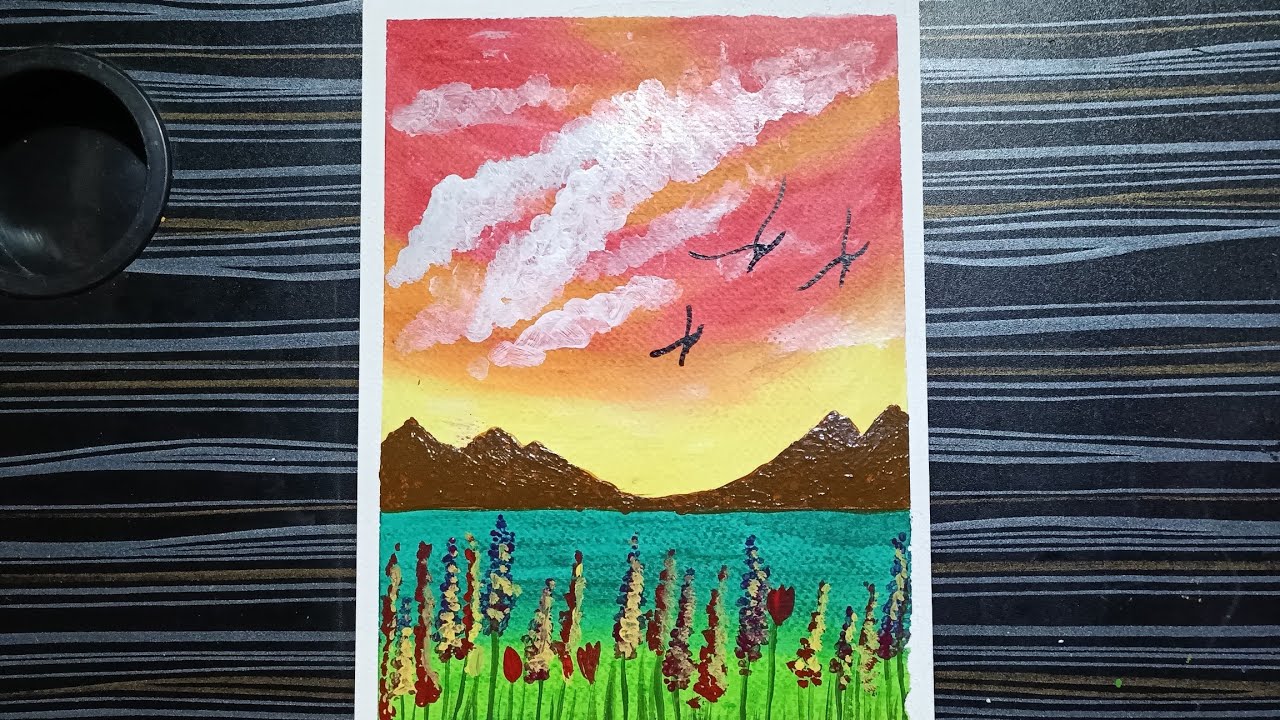 Beautiful scenery drawing lll Oil pastel lll step by step - YouTube