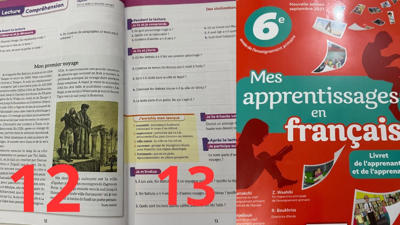 Mes apprentissages en Français 6 la pages 12 et 13 lecture ...
