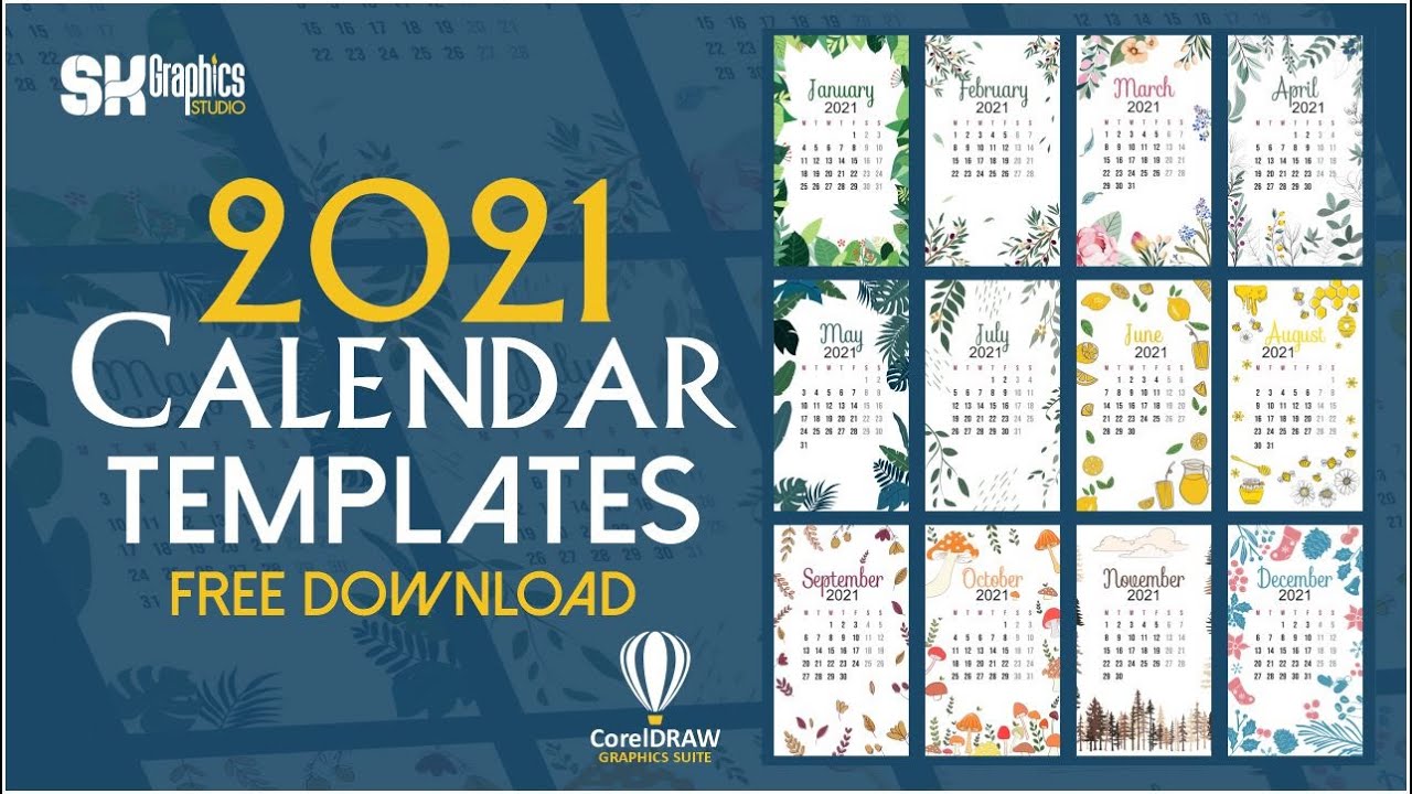 2021 | Calendar Templates Free Download | CorelDRAW | SK Graphics ...