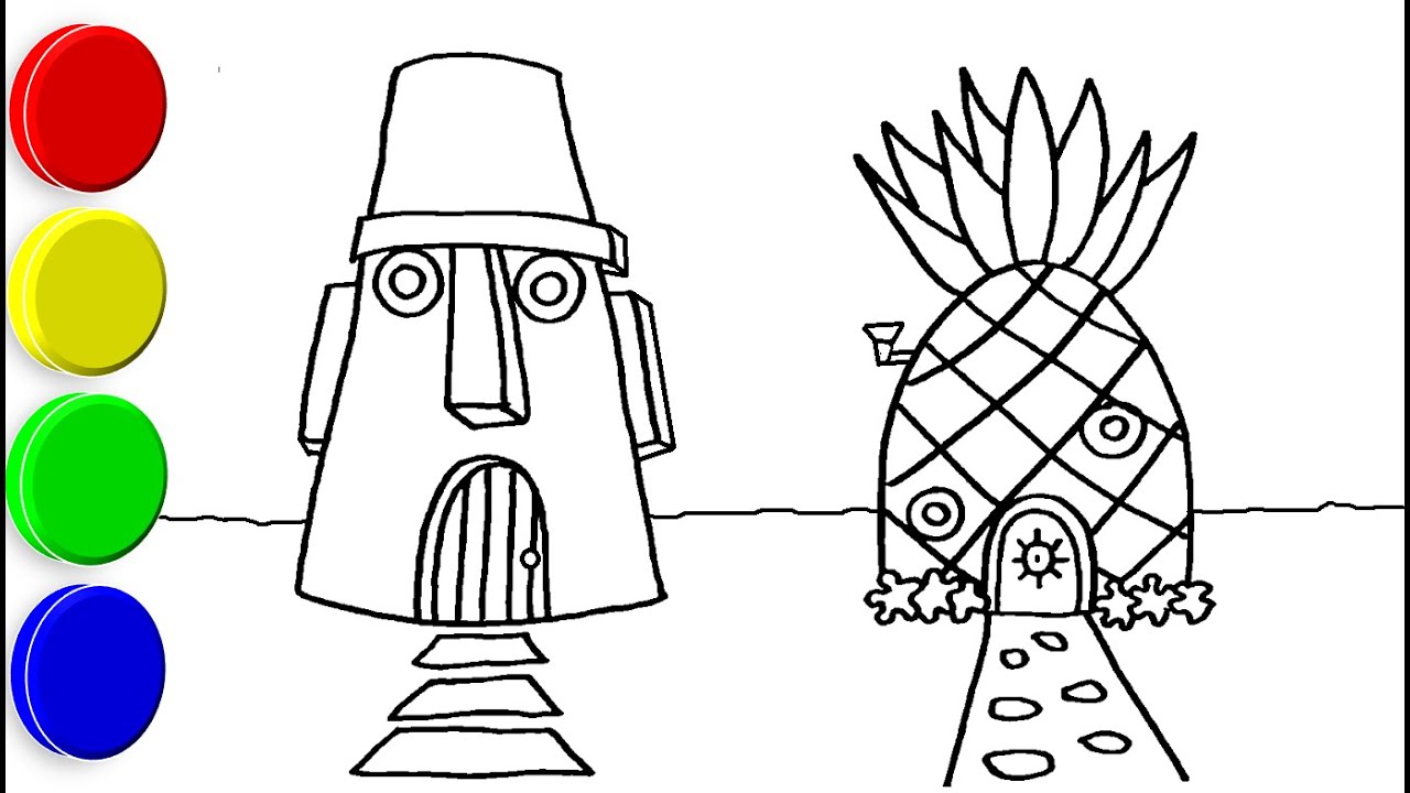 Rumah Spongebob dan Squidward belajar menggambar dan mewarnai ...