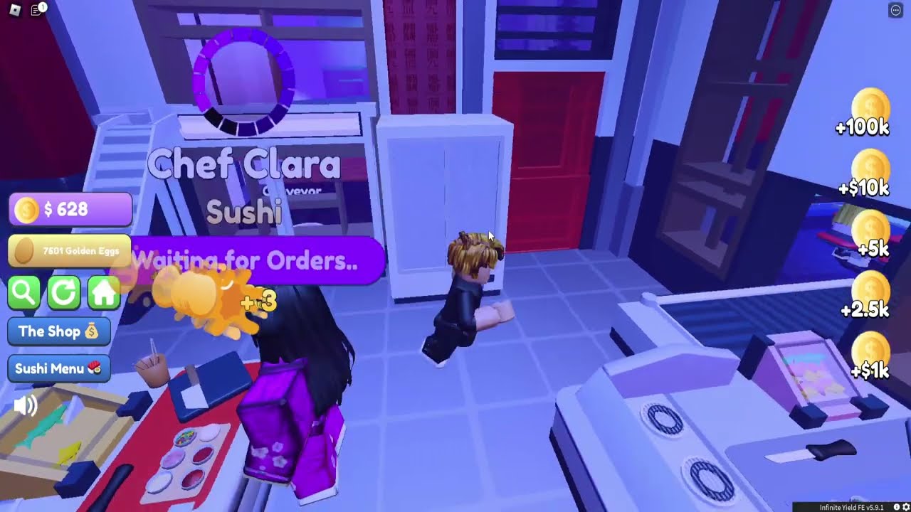 Sushi Restaurant Tycoon script & INF Golden Eggs pastebin - YouTube