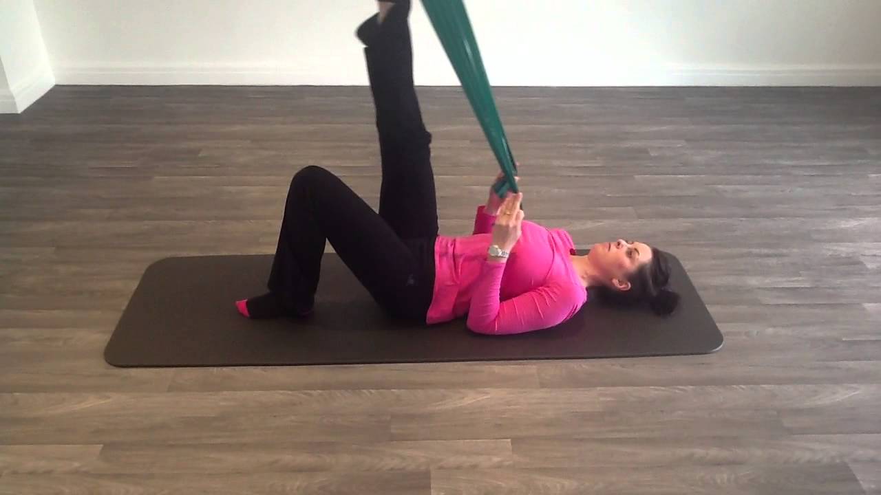 Hamstring Stretch With Theraband - YouTube