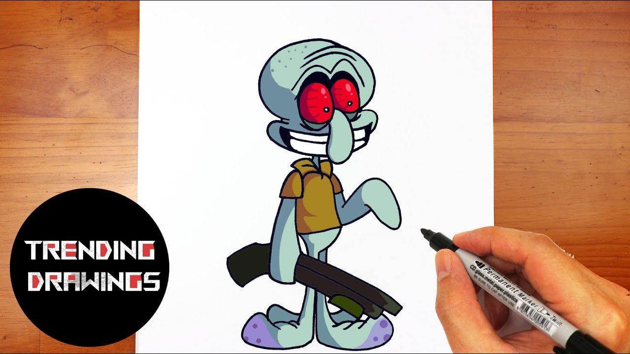 How To Draw FNF MOD Character - Squidward Easy Step by Step - YouTube