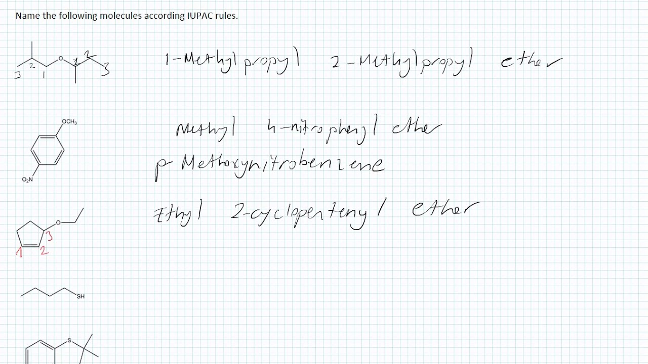 Naming of ethers thiols and sulfides - YouTube