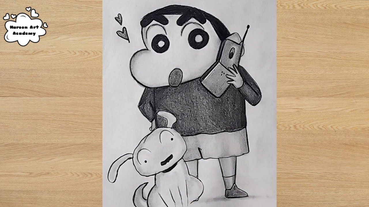 How to draw Shinchan & Shiro | Pencil Sketch. - YouTube