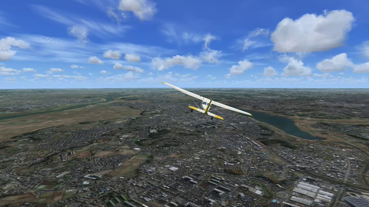 FSX Tileproxy simohusa 柏市内と手賀沼から我孫子を遊覧して下総空港へ - YouTube