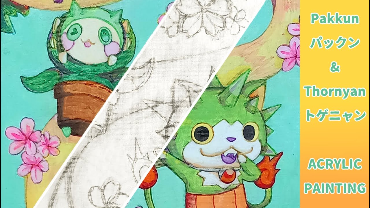 Pakkun and Thornyan💚—Fanart made whit acrylics - YouTube