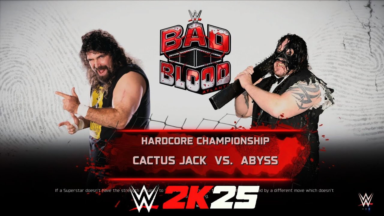 WWE 2k25 PS5 Abyss vs Cactus Jack 2 out of 3 falls Hardcore Match for ...