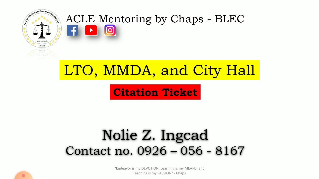 The LTO and MMDA Citation Tickets. - Nolie Z. Ingcad - YouTube