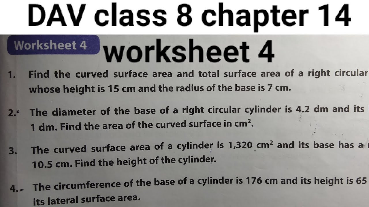 DAV class 8 chapter 14 worksheet 4 ।Class 8 maths chapter 14 worksheet ...