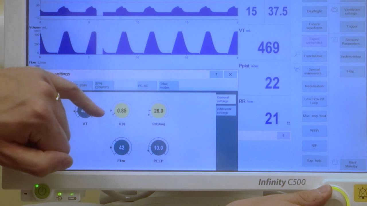 I:E setting on a Draeger ventilator - YouTube