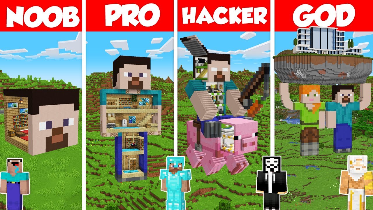 Steve Statue House Build Battle Challenge - Noob vs Pro vs Hacker vs ...