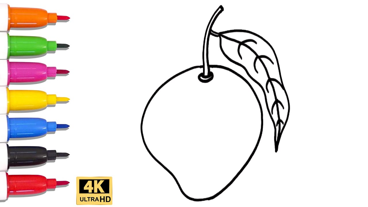 Mango Drawing & Coloring with Colored Markers | How to Draw Seasonal ...