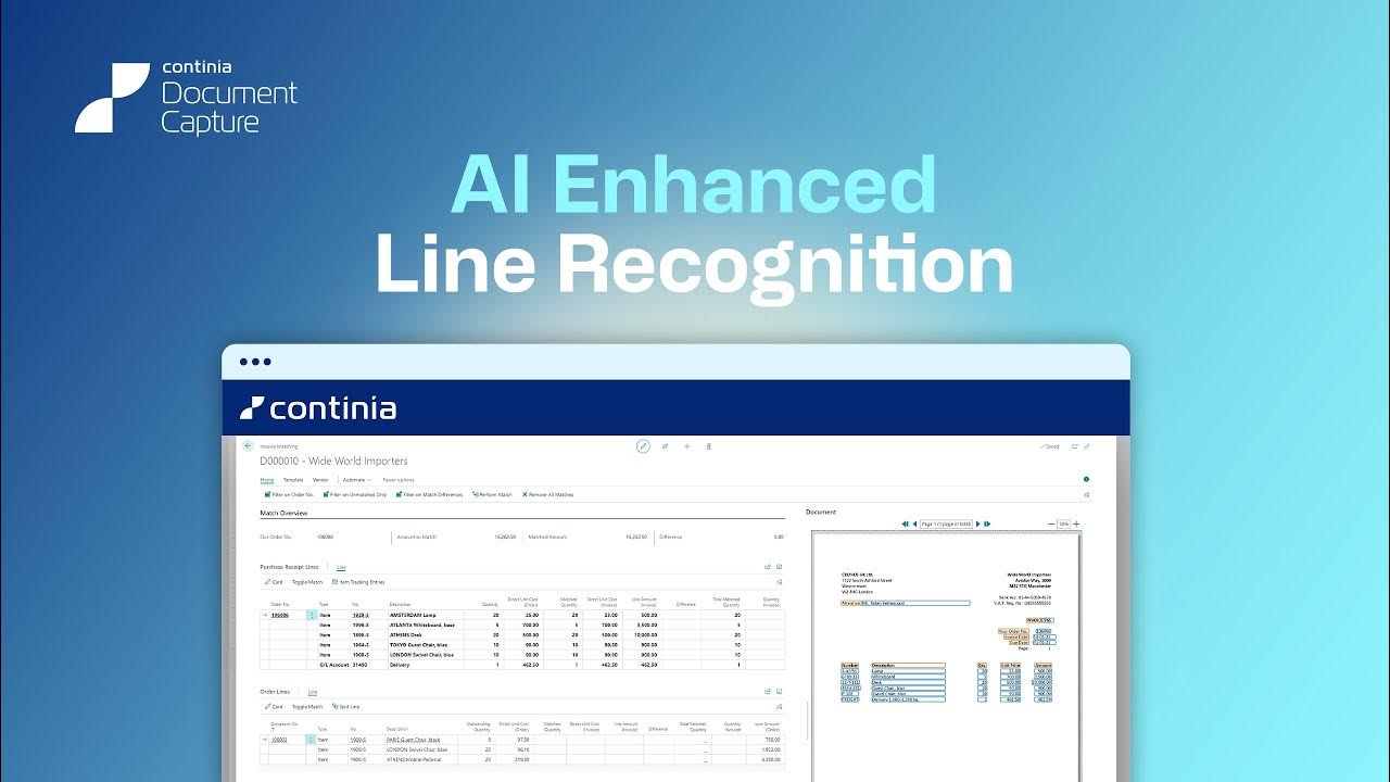 AI Enhanced Line Recognition - Continia Document Capture - YouTube