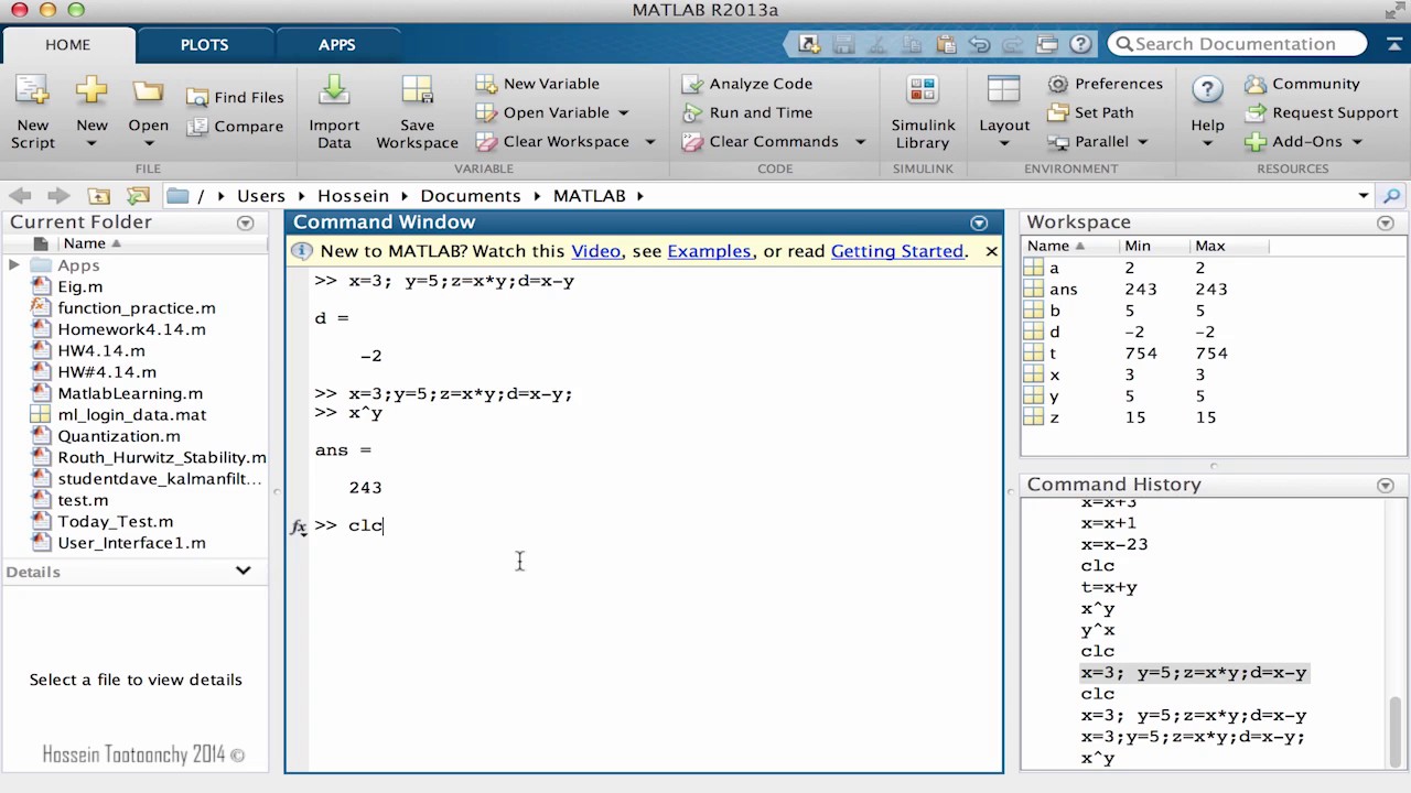 Learning Mathlab Programming 7 Variables In Matlab Youtube 5255