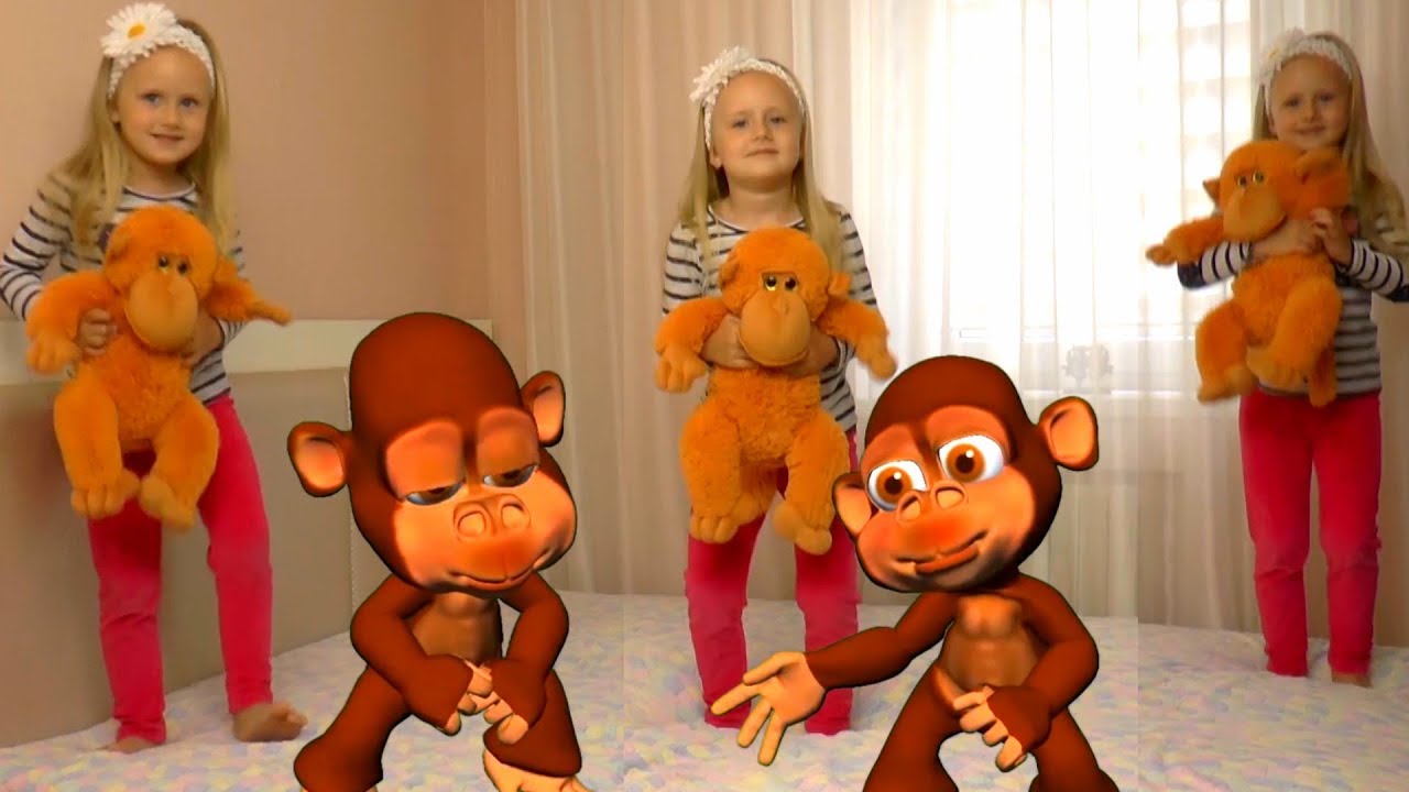 Learn Monkeys with Five Little Babies Jumping On The Bed Educational ...