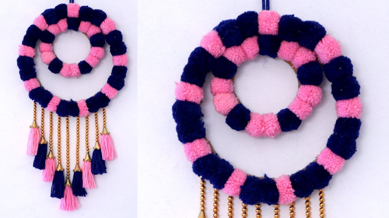 DIY Wall Hanging Out of wool || Beautiful Home Decor Idea - YouTube