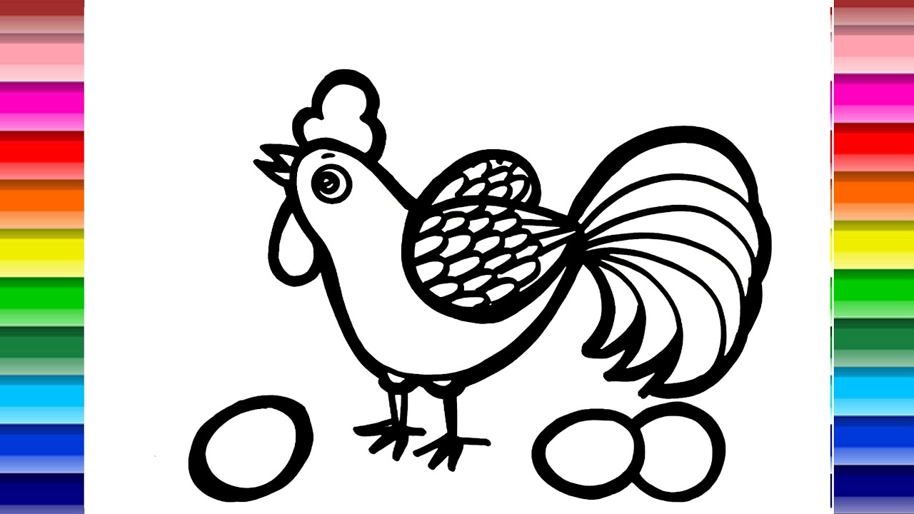 Hen Drawing, Coloring and Painting for kid's Toddlers How to draw Hen ...