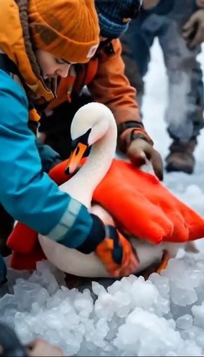 Winter Swan Rescue | Wildlife Heroes Save Trapped Swans from Frozen Lake!" #wildliferescue # ...