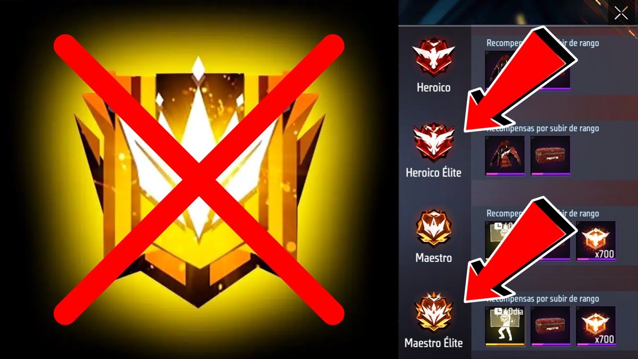 GARENA ELIMINA EL RANGO GRAN MAESTRO EN FREE FIRE || NUEVOS RANGOS DE LA NUEVA ACTUALIZACION ...