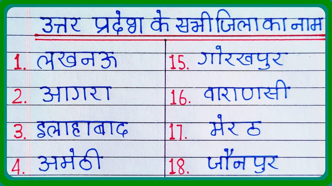 उत्तर प्रदेश के 75 जिलों के नाम | District Name of Uttar Pradesh | UP ...
