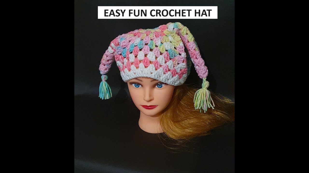 Easy Crochet Hat. Crochet FUN hat ANY SIZE. Crochet Jester style Hat ...