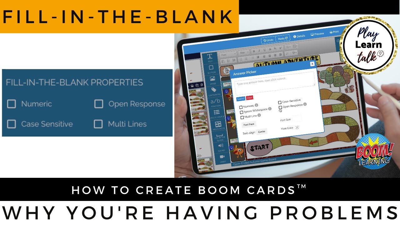 How to make Boom Cards™ | Fill-in-the-Blank Troubleshooting | What's ...