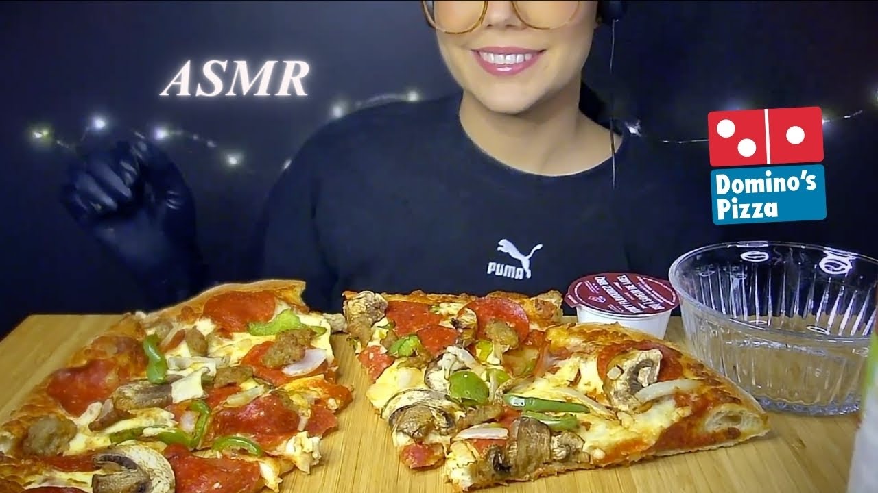 ASMR Deluxe Pizza From DOMINOS EATING SOUNDS | AnneBites - YouTube