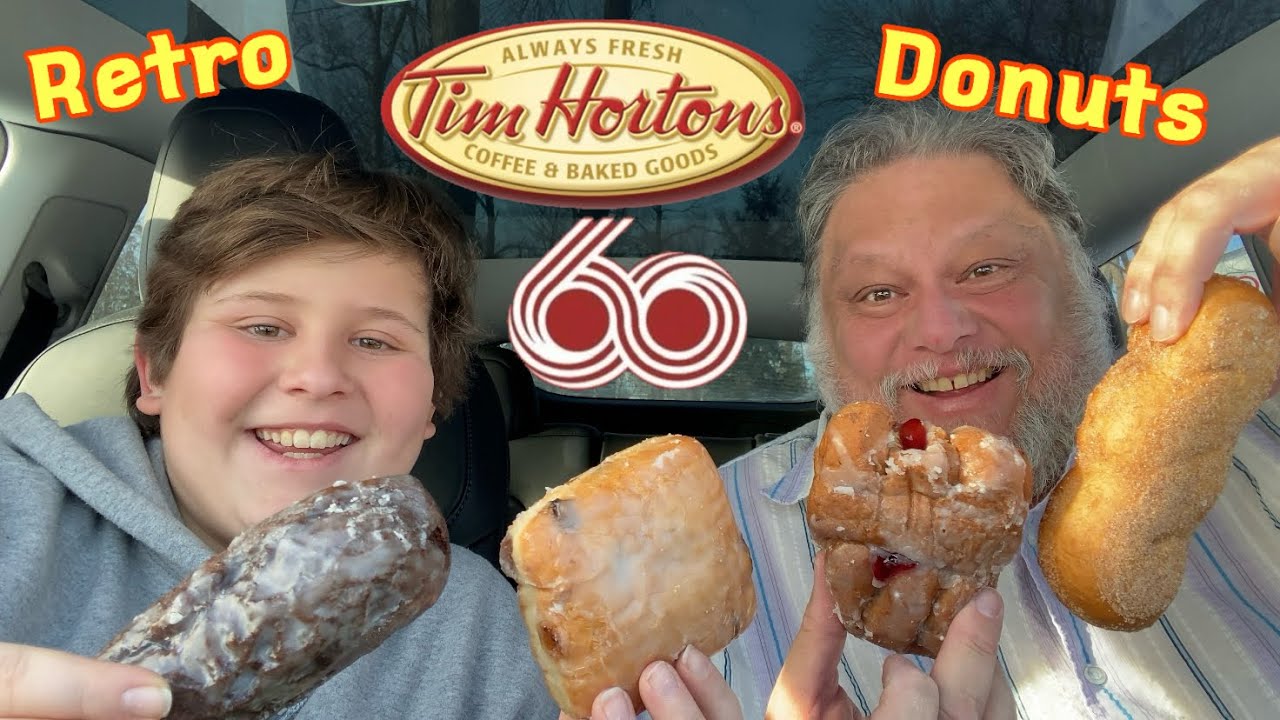 Tim Hortons 60 Year Anniversary Retro Donuts Mukbang Review - YouTube