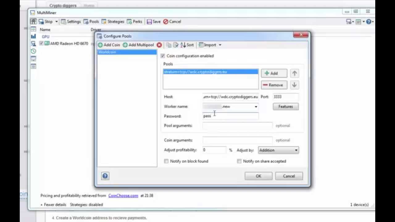 Mining Worldcoin with Multiminer - YouTube