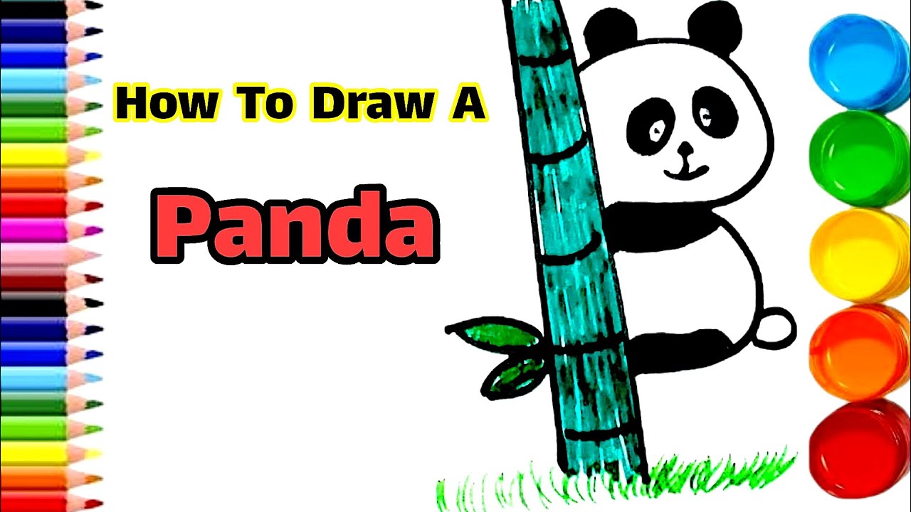 How to draw Cute Panda | Cute Panda drawing and coloring for kids ...
