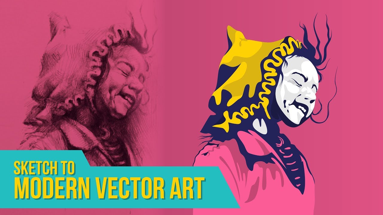 Illustrator Tutorials | Sketch to Modern Art Illustration - YouTube