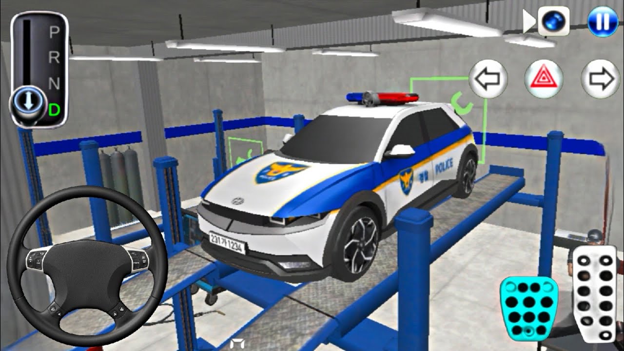 New Police Officer Car in Auto Repair Shop - 3D Driving Class ...