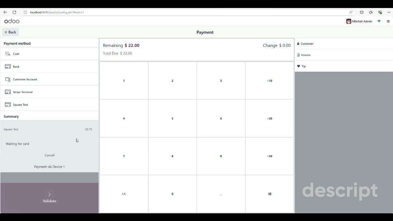 Odoo Pos payment fee for Square Terminal - YouTube