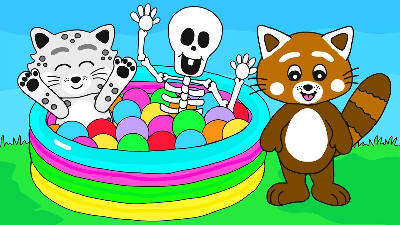 Pukkins badar bollhav i poolen - Lek och lär - Lek med oss tecknat ...