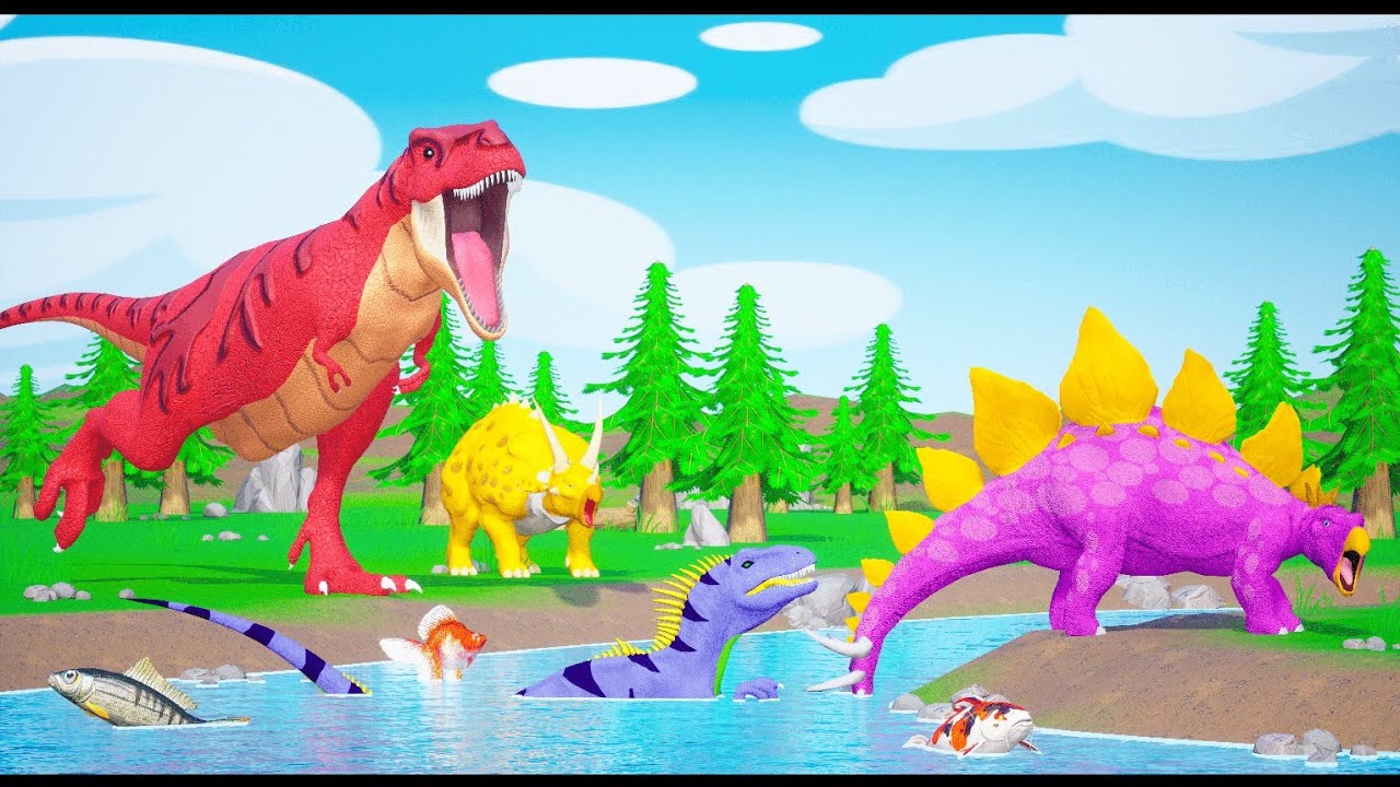 Stegosaurus fishing gone wrong | T-rex Saved Stegosaurus From Evil ...
