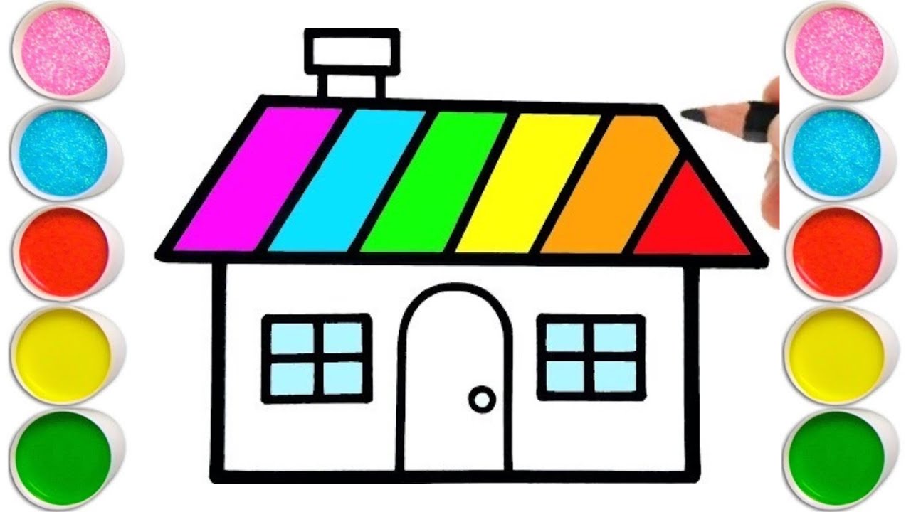 House drawing for kids | house drawing colour for kids & toddlers ...