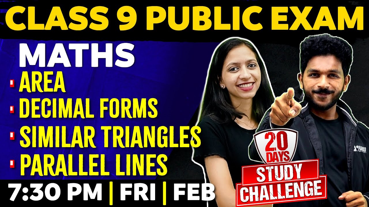 Class 9 Maths Public Exam | Area | Decimal Forms | Similar Triangle ...