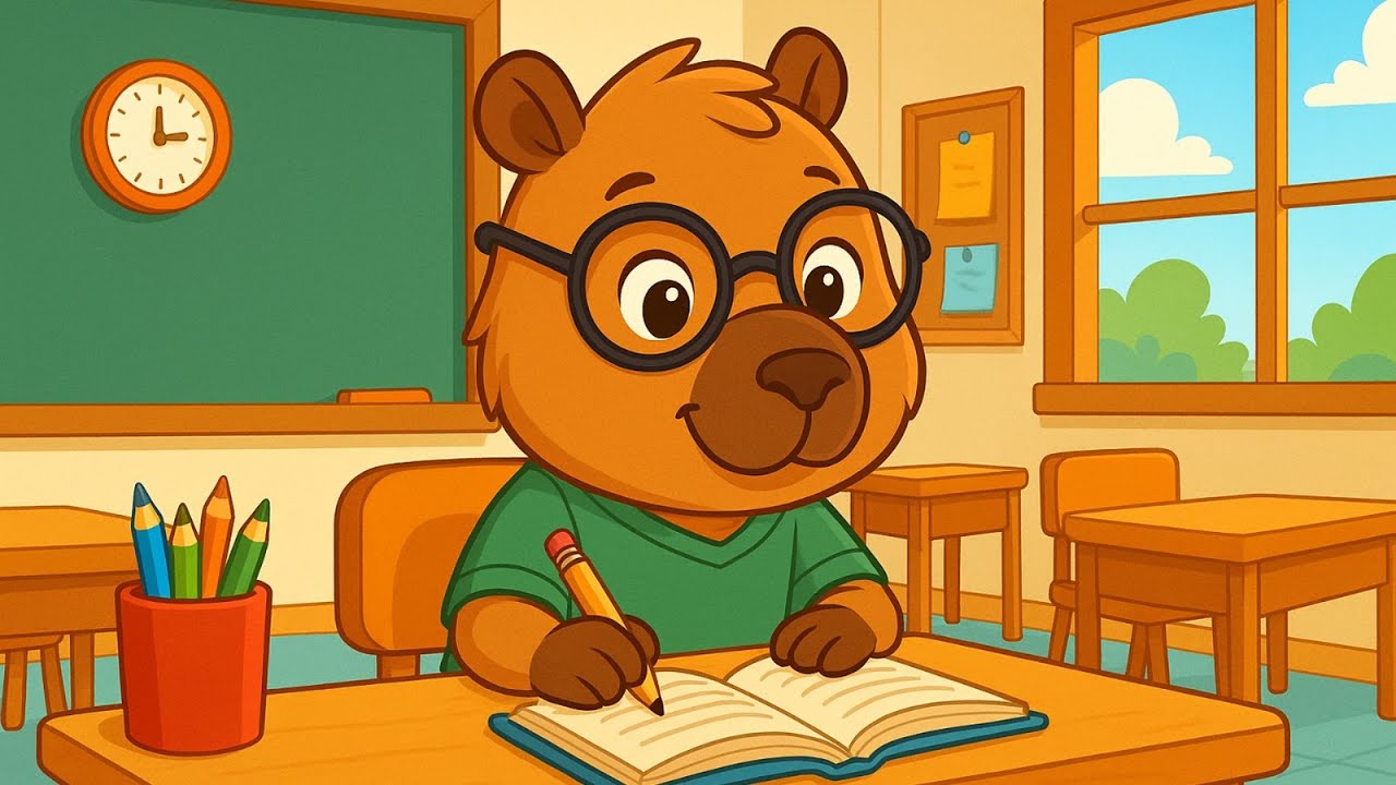 Canción del Capibara Estudioso en la Escuela 🦦🎒📚🎵 Canción Infantil ...