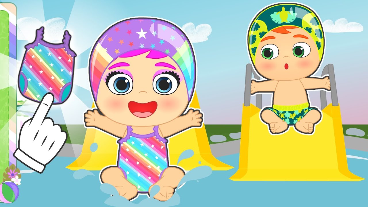 BABIES ALEX AND LILY 🩱💦 The slide swim pool - YouTube