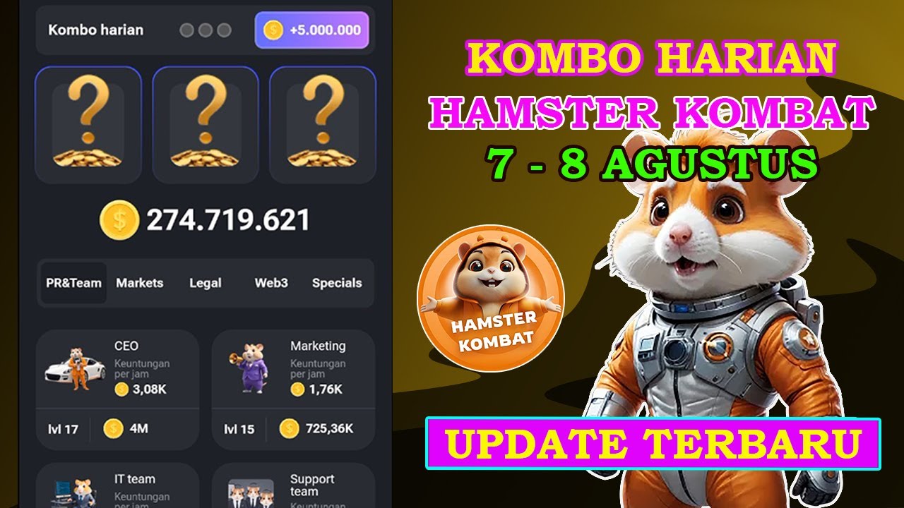Kombo Harian Hamster Kombat Hari ini 7 - 8 Agustus 2024 | Hamster ...