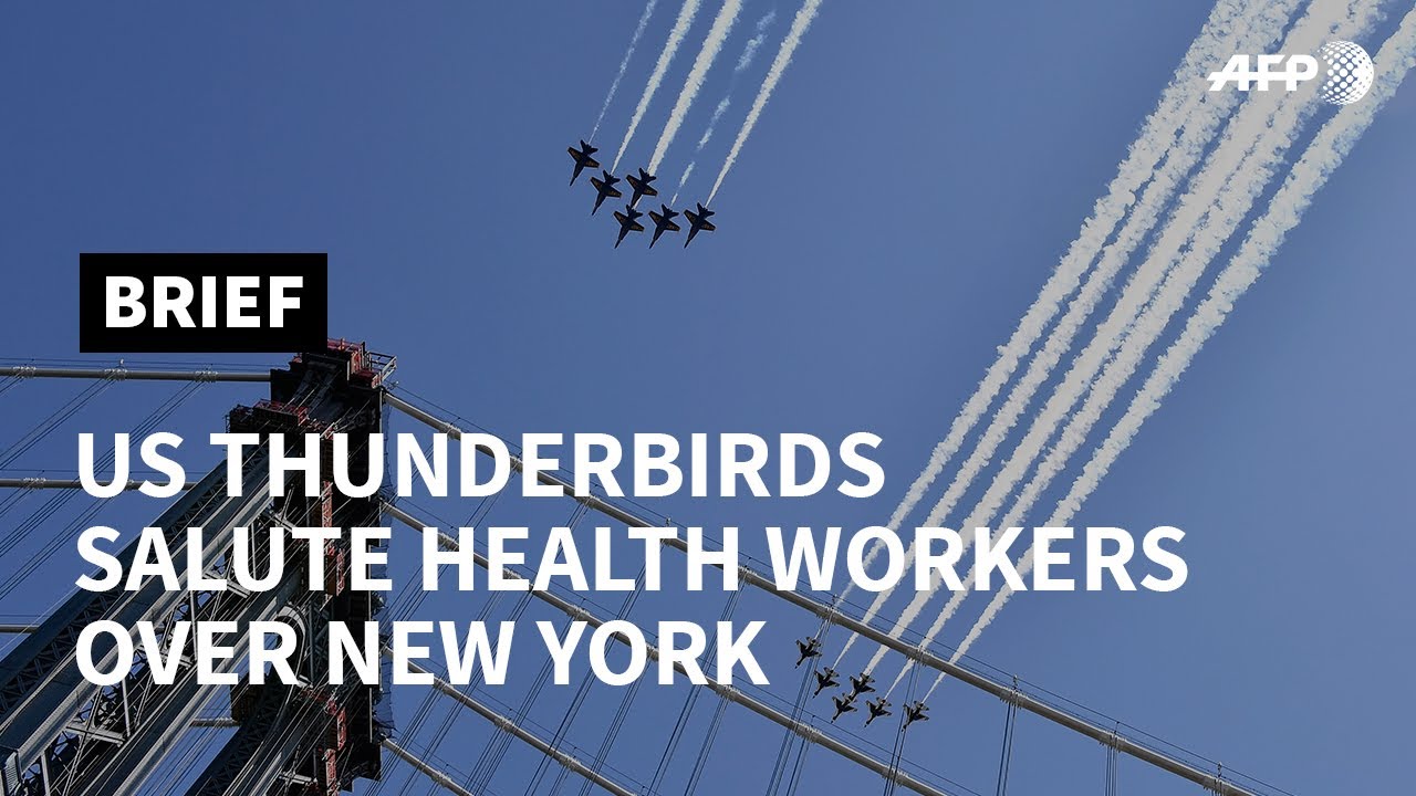 US Thunderbirds salute health workers over New York | AFP - YouTube