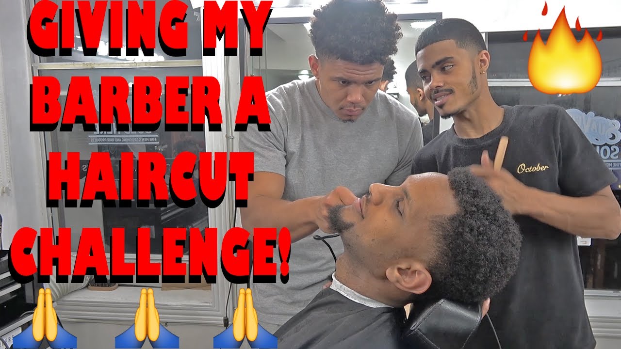 GIVING MY BARBER A HAIRCUT CHALLENGE!!! - YouTube