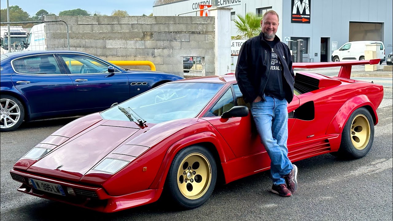 Beautiful 1988 Lamborghini Countach 5000QV Test Drive Through French ...