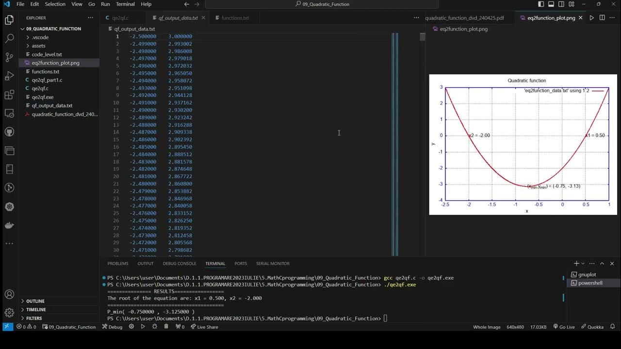 Part 2 / 3 - Quadratic Equation Solver and Function Visualizer: C Programming and Gnuplot - YouTube