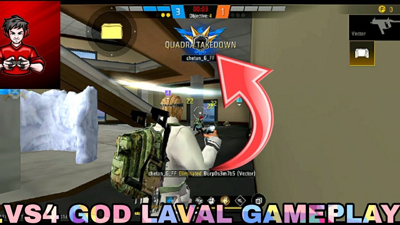 1VS4 GOD LAVAL GAMEPLAY DOUBLE VECTOR🤯 💀 Free fire #1vs4 - YouTube